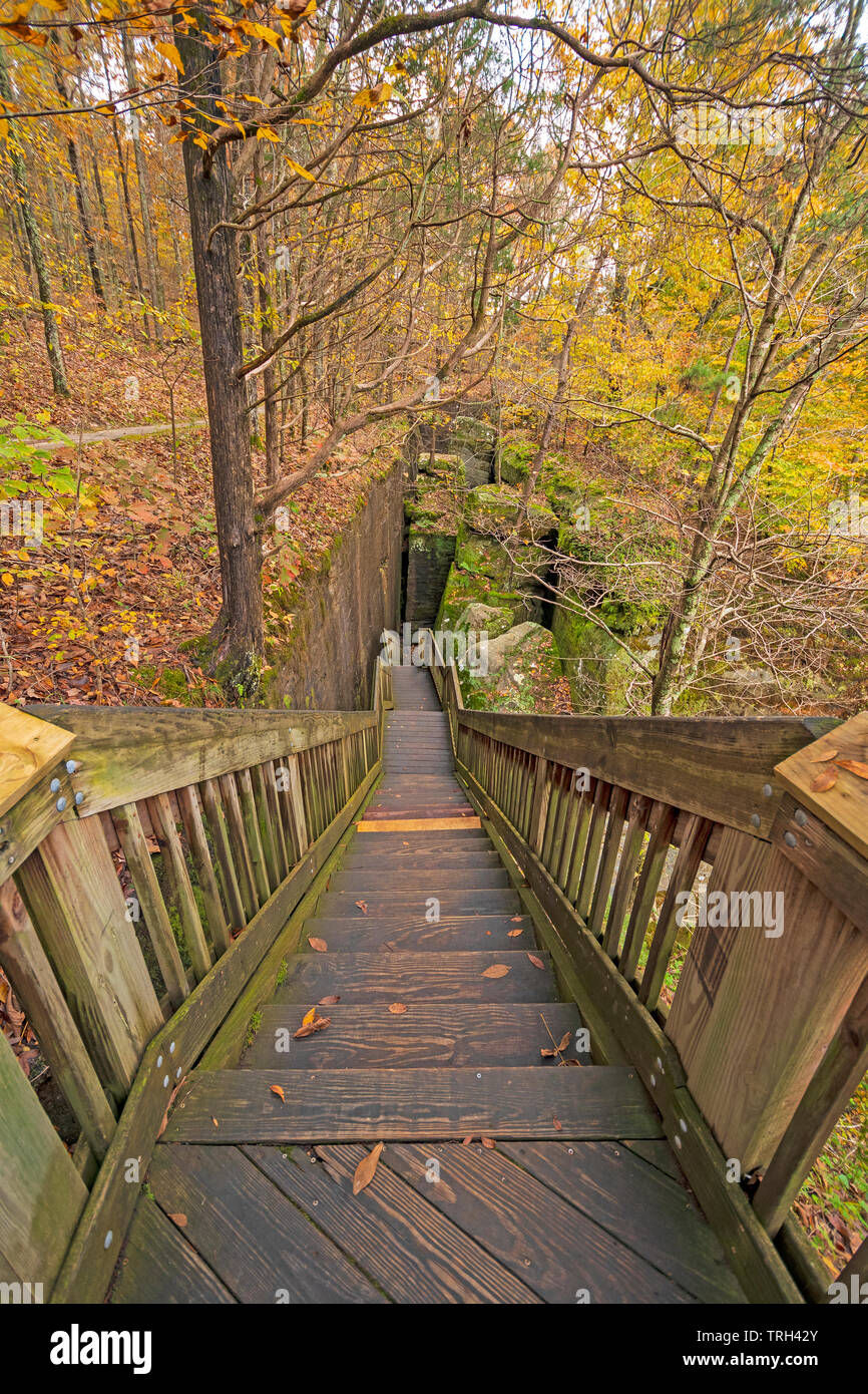Stairs into a Narrow Passage on the Rim Rock National Trail in Shawnee ...