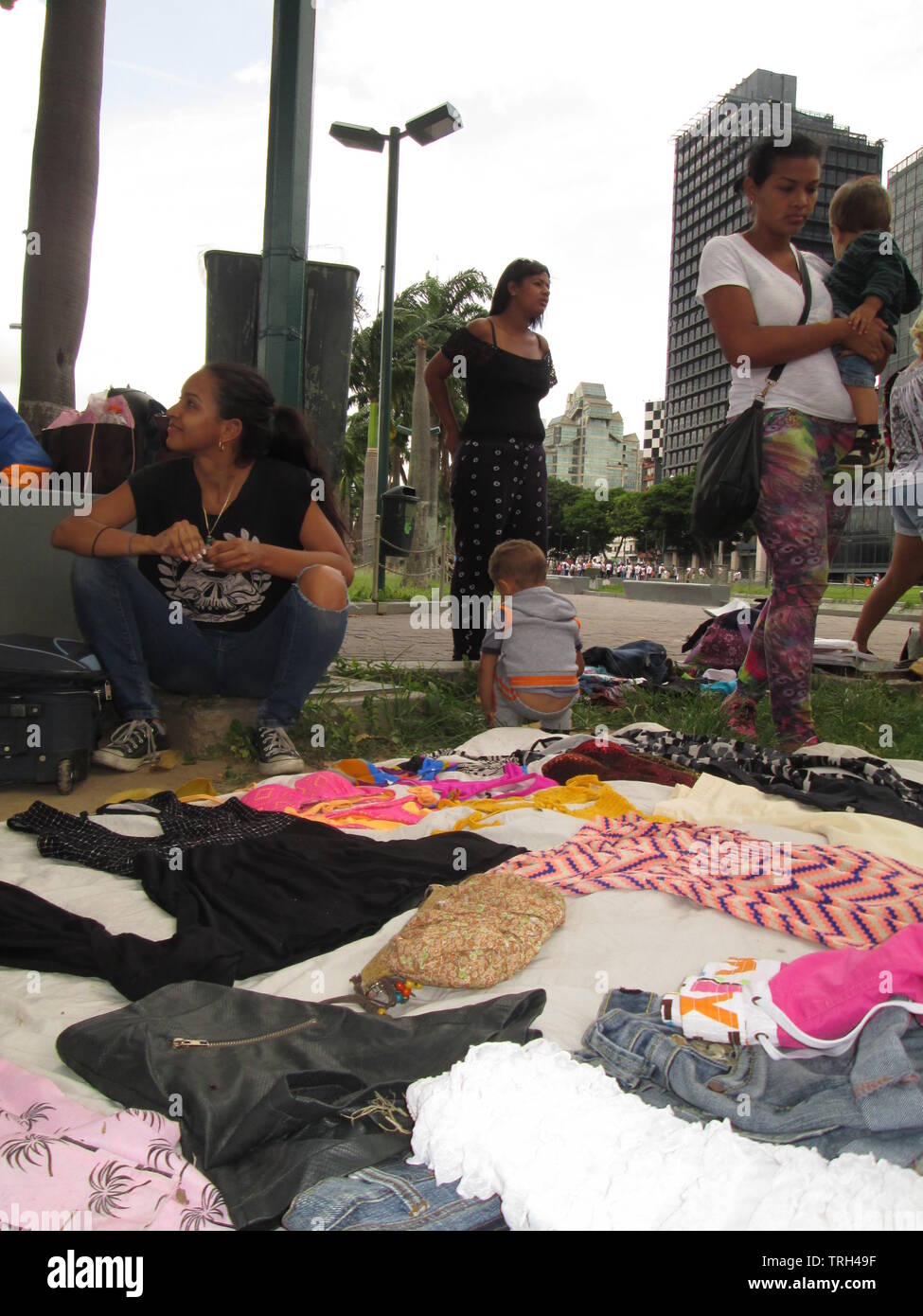 Caracas,Venezuela 09-07-2017 : People doing clothes bartering in public ...
