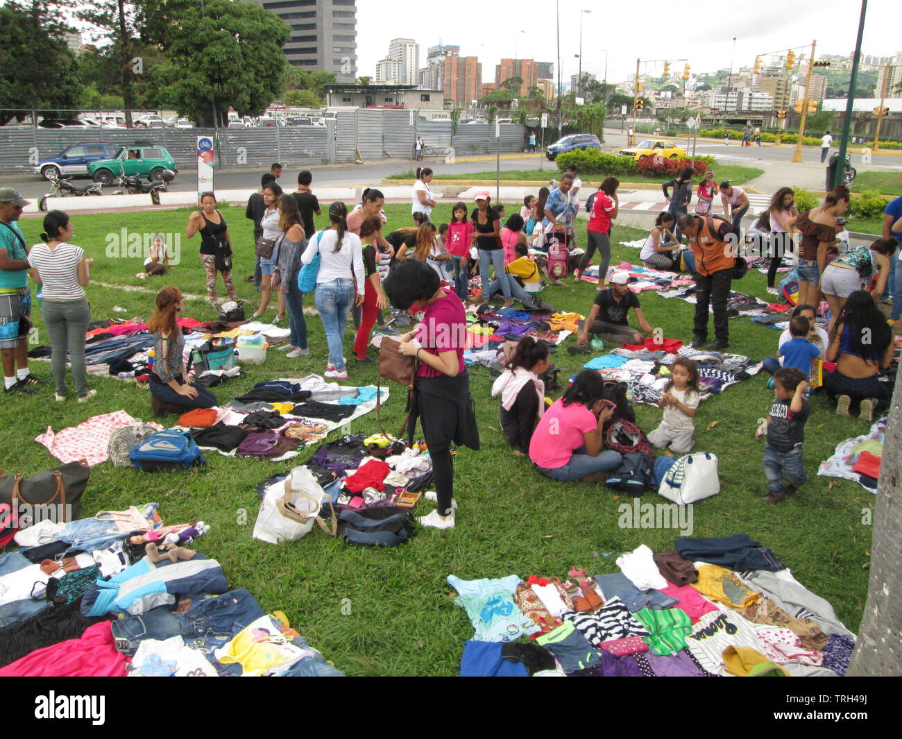 Caracas,Venezuela 09-07-2017 : People doing clothes bartering in public ...