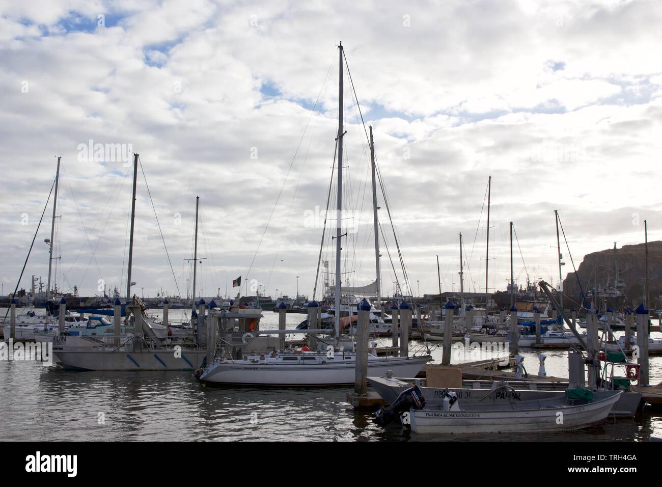 Ensenada port with docked sail boats in Baja California, Mexico Stock ...