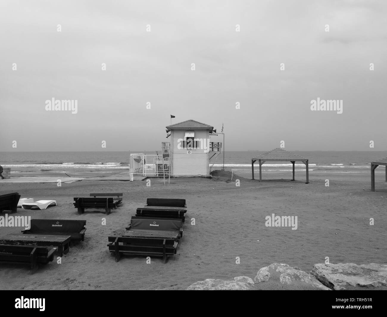Beach house in winter Black and White Stock Photos & Images - Alamy