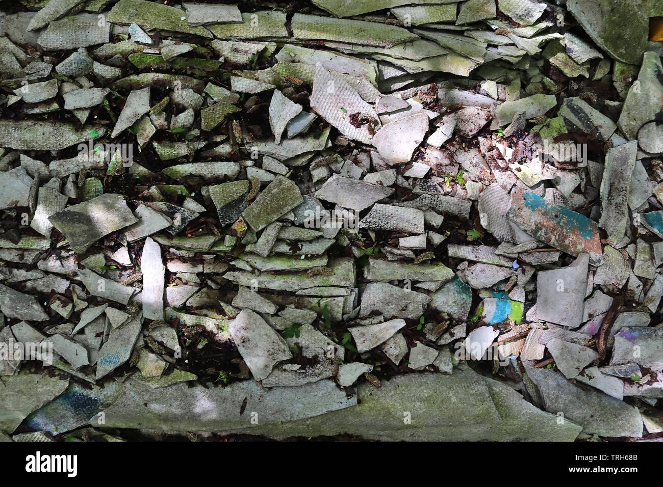 Close up view on rubble and garbage textures found at a lost place in ...