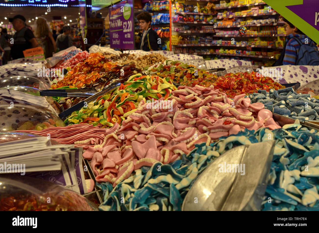 London, United Kingdom, June 2018. A candy shop in the center: an ...