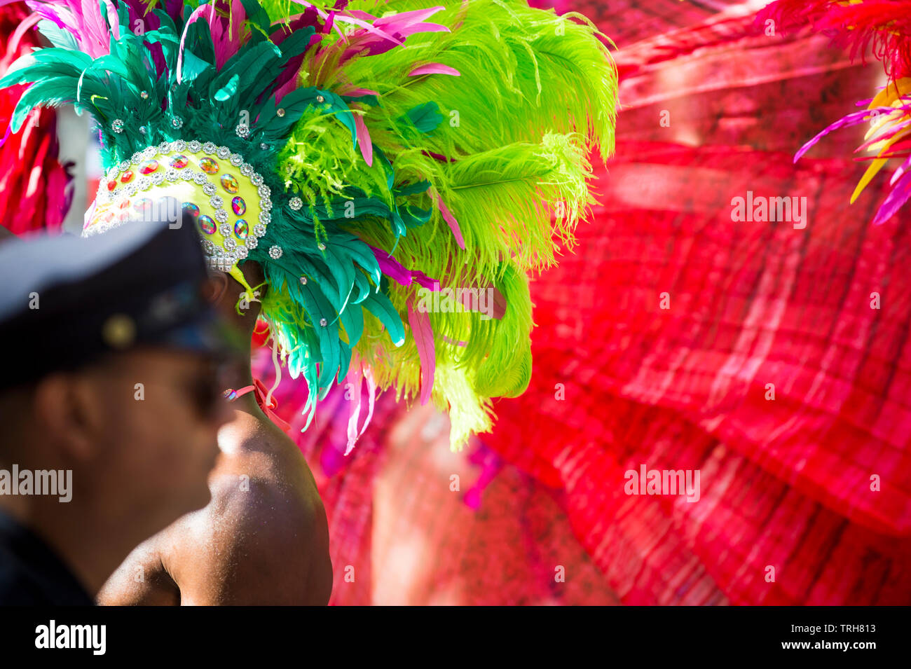 Brightly colored abstract view of flamboyant costumes at a gay pride ...