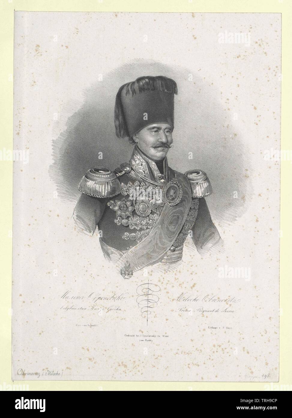 Milosch Obrenovich, Prince of Serbia, Additional-Rights-Clearance-Info ...