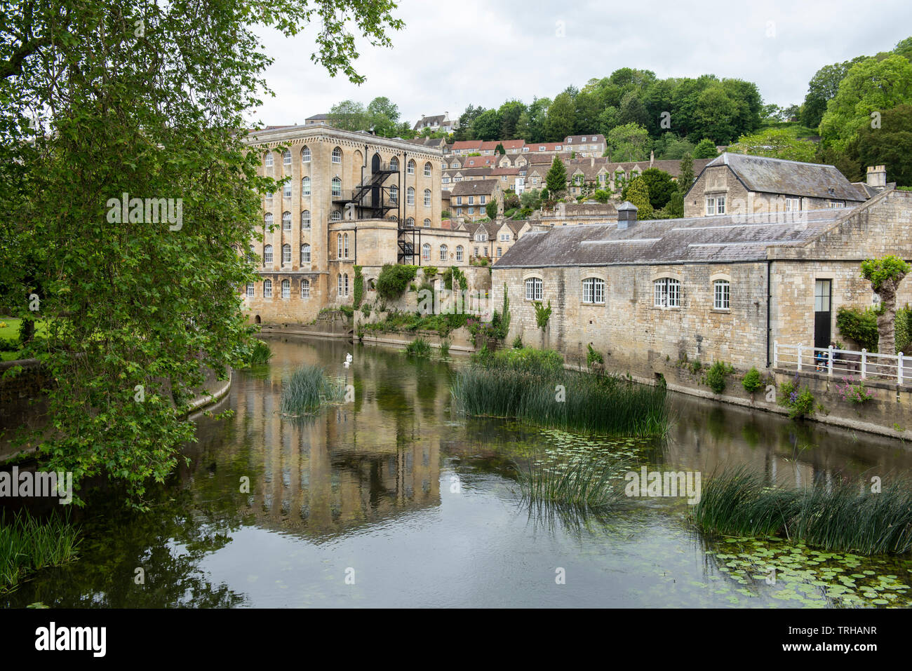 Reflections in the River Avon at Bradford on Avon, West Wiltshire in ...