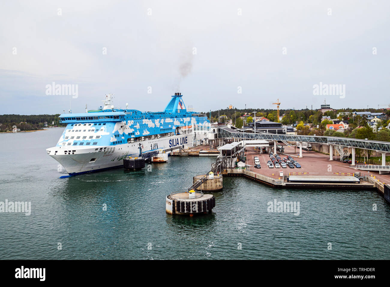 Silja Line car and passenger ferry Galaxy in the harbour of Marihamn ...