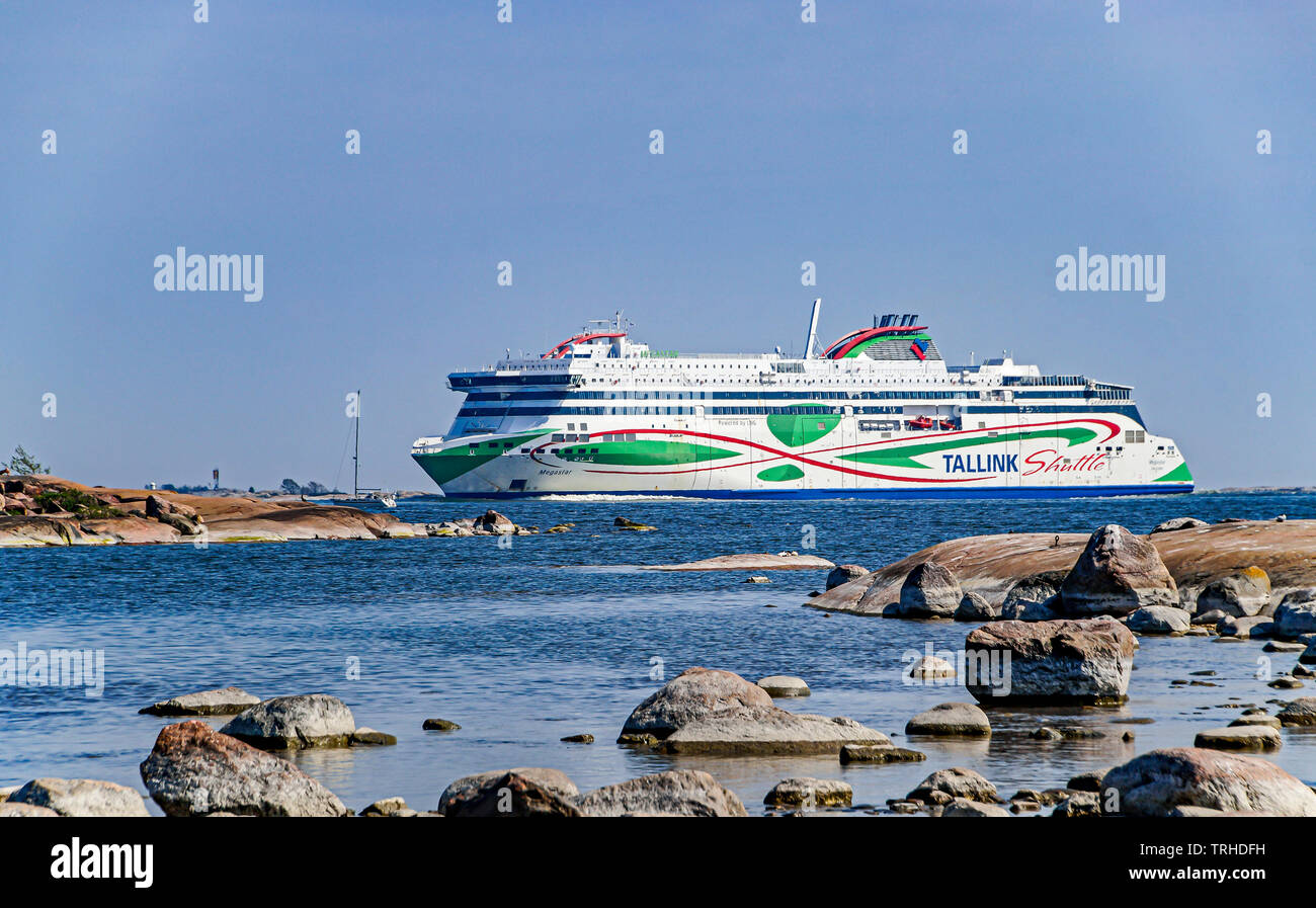Tallink Shuttle Megastar ferry outside entrance to Helsinki West ...