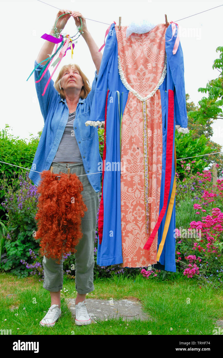 Portland. 6th June 2019. Wardrobe mistress, Sandra (65), launders a ...