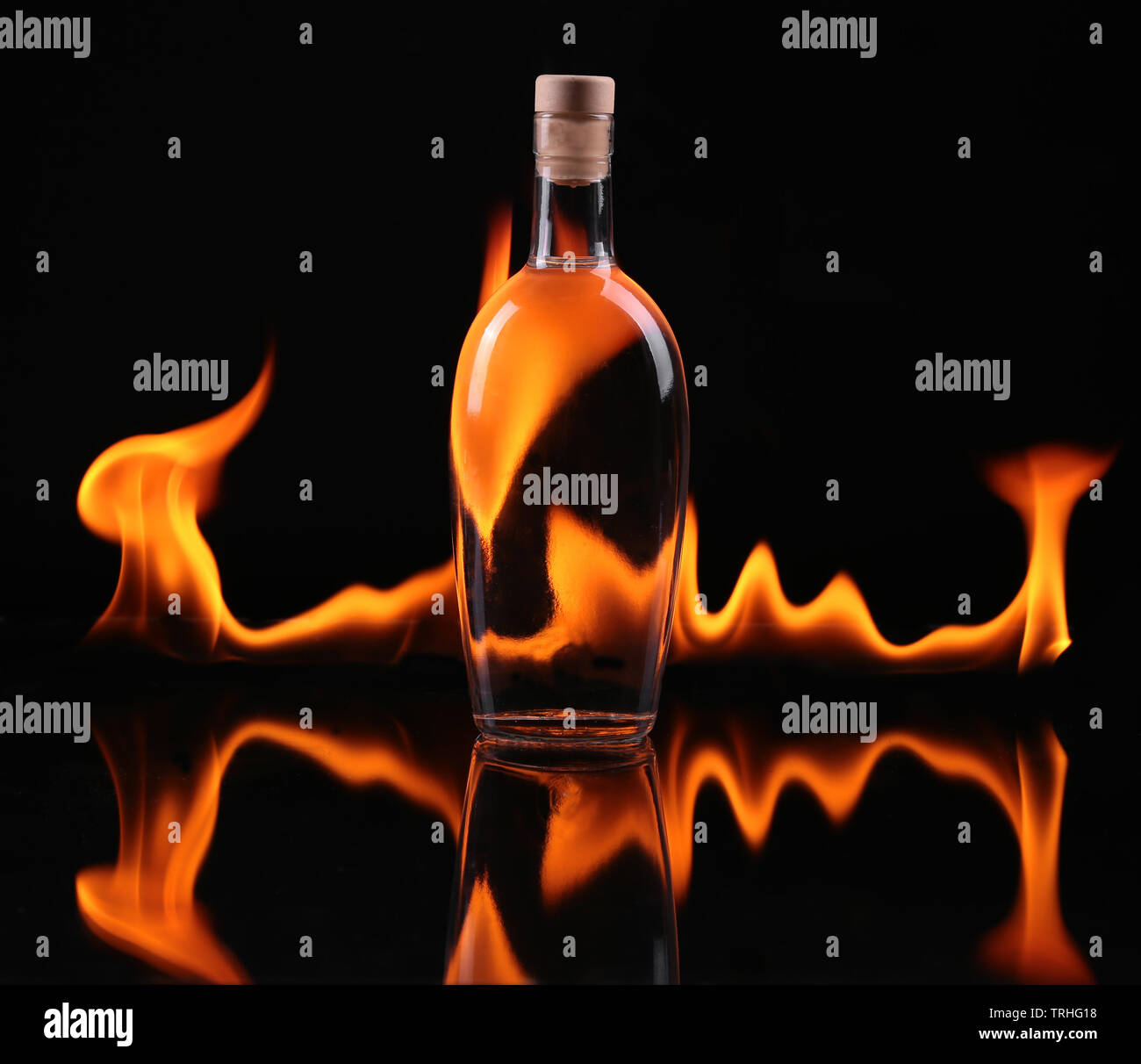 Stack of tequila on fire Stock Photo - Alamy