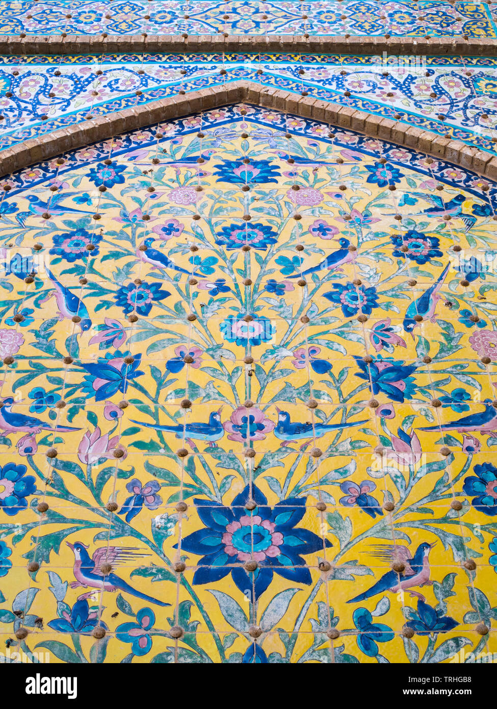 Detail of tile work in the Ganjali Khan Complex in Kerman, Iran Stock ...