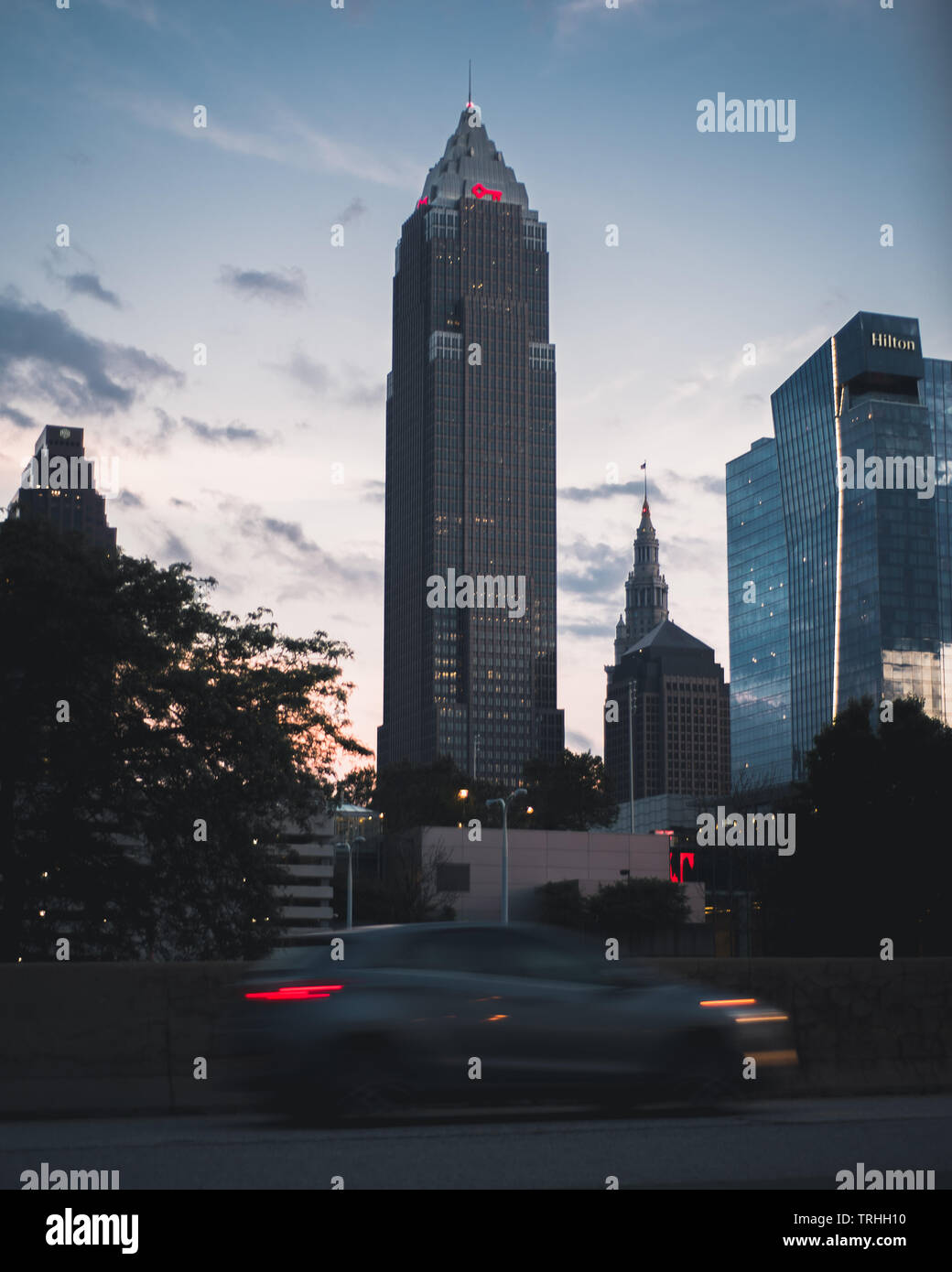 Cleveland Skyline at Sunset Stock Photo - Alamy