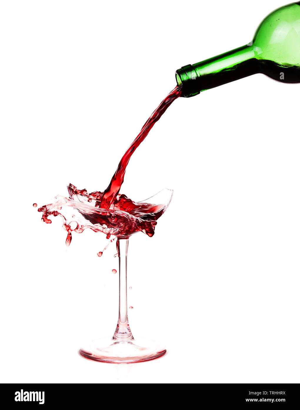 Broken wineglass on the table. Poured red wine, like blood Stock Photo ...