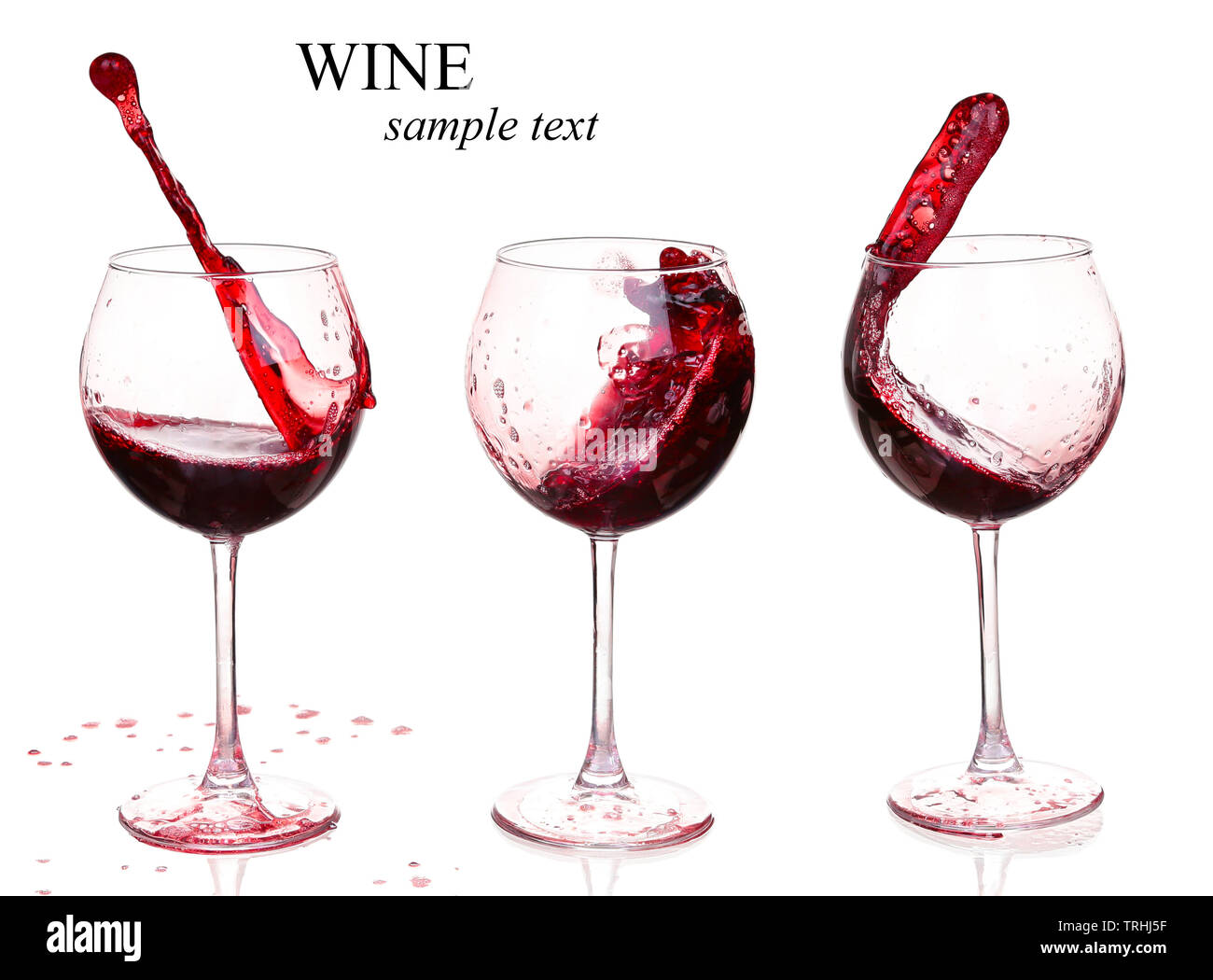 Set of glasses with red wine (with sample text Stock Photo - Alamy