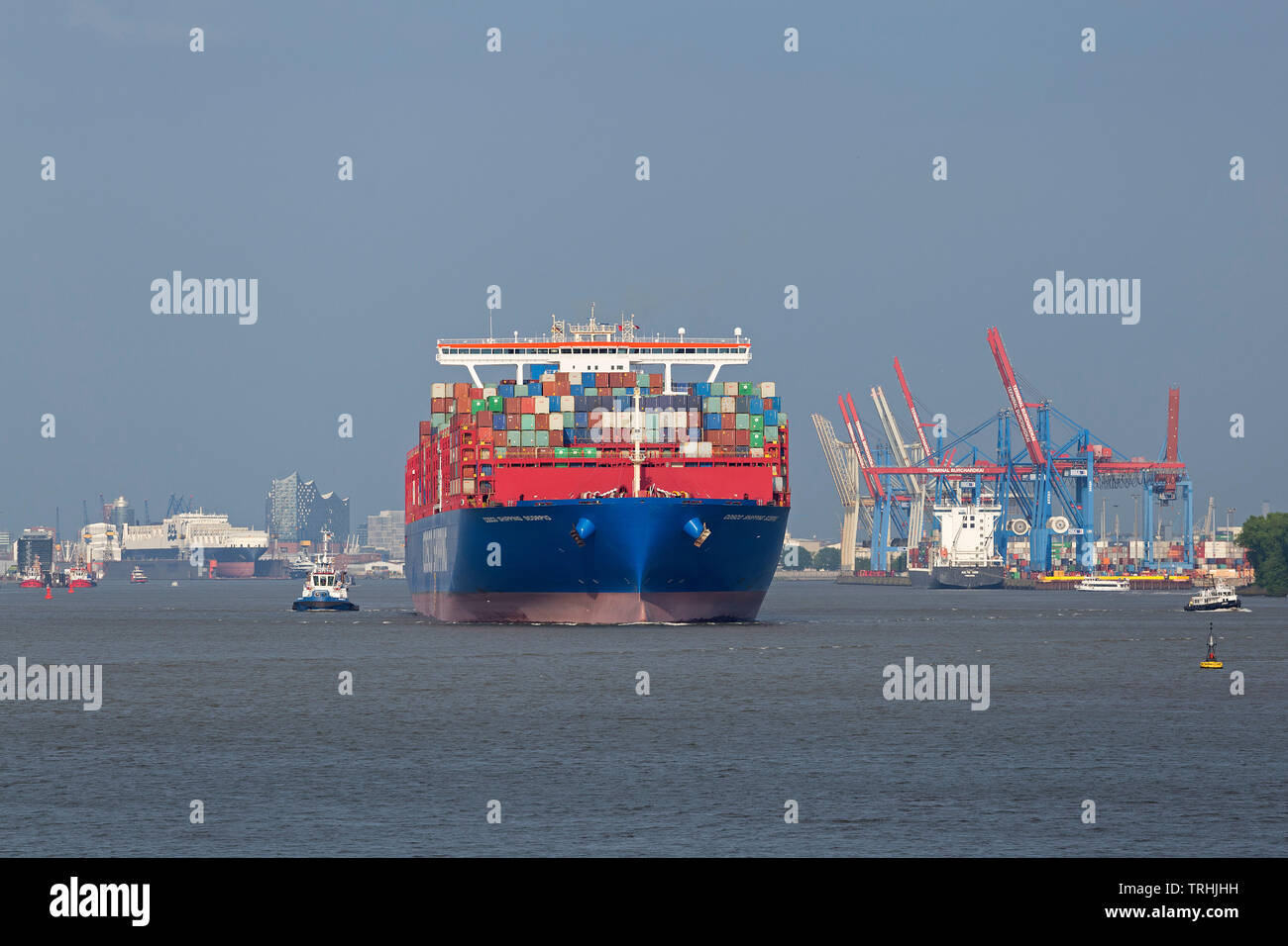 container ship Scorpio leaving Hamburg, Germany Stock Photo - Alamy