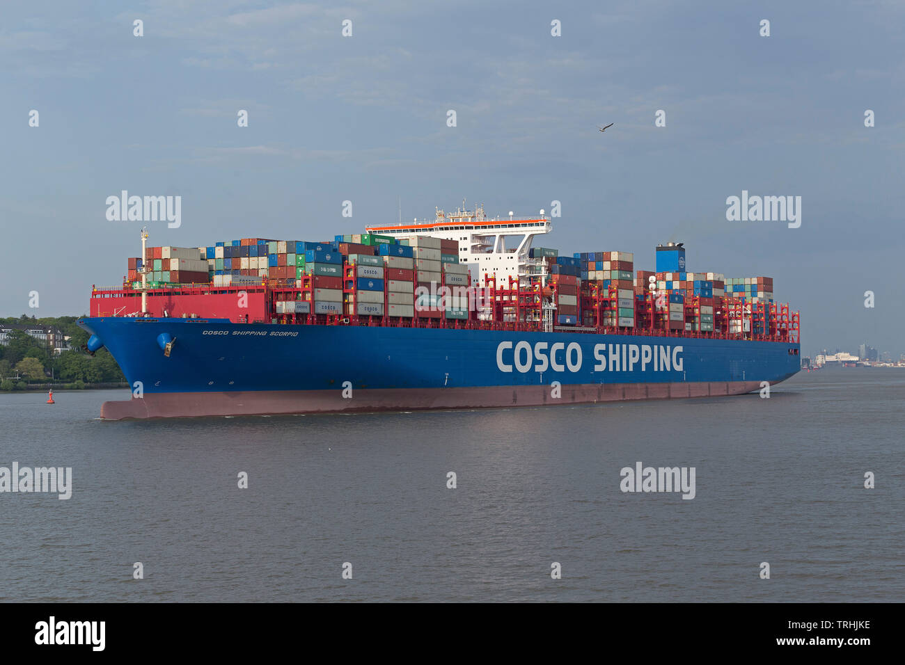 container ship Scorpio leaving Hamburg, Germany Stock Photo - Alamy