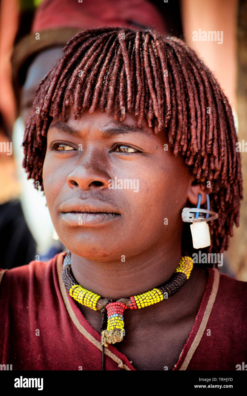 Banna tribe woman at market. Lower Omo river, Ethiopia Stock Photo - Alamy