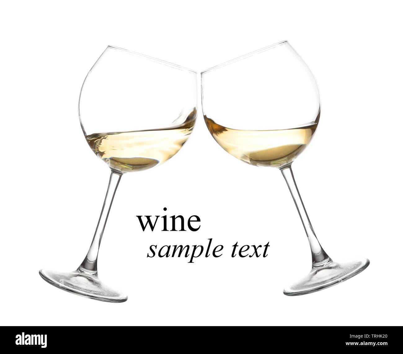 Set of glasses with WHITE wine(with sample text Stock Photo - Alamy