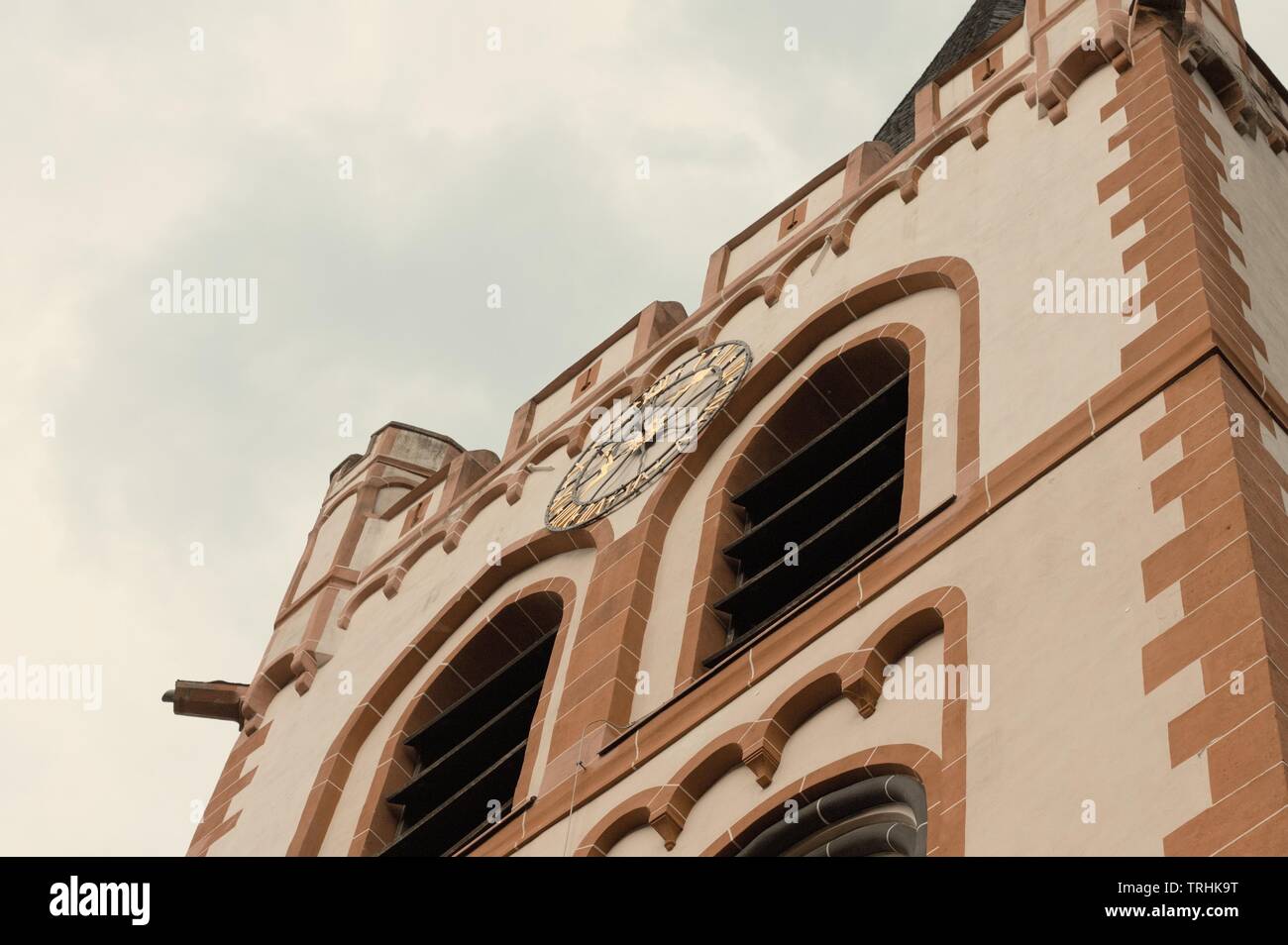 Medieval gothic clock tower (Bacharach, Germany, Europe Stock Photo - Alamy