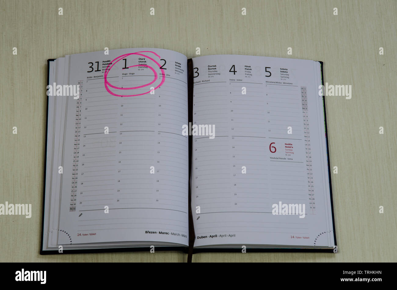 open diary with marked date Stock Photo - Alamy