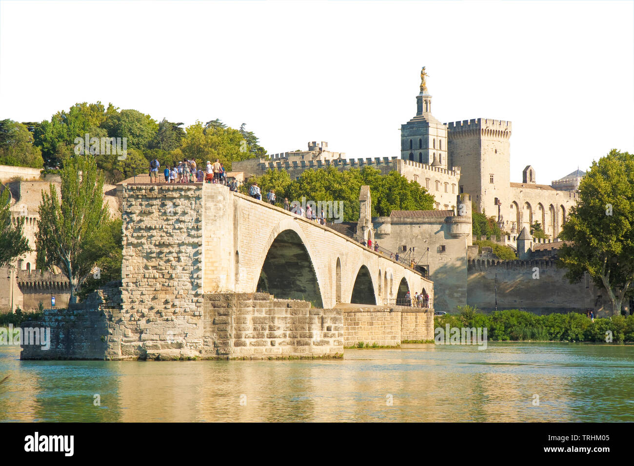 Avignon city with the ancient broken medieval bridge of Saint Benezet ...