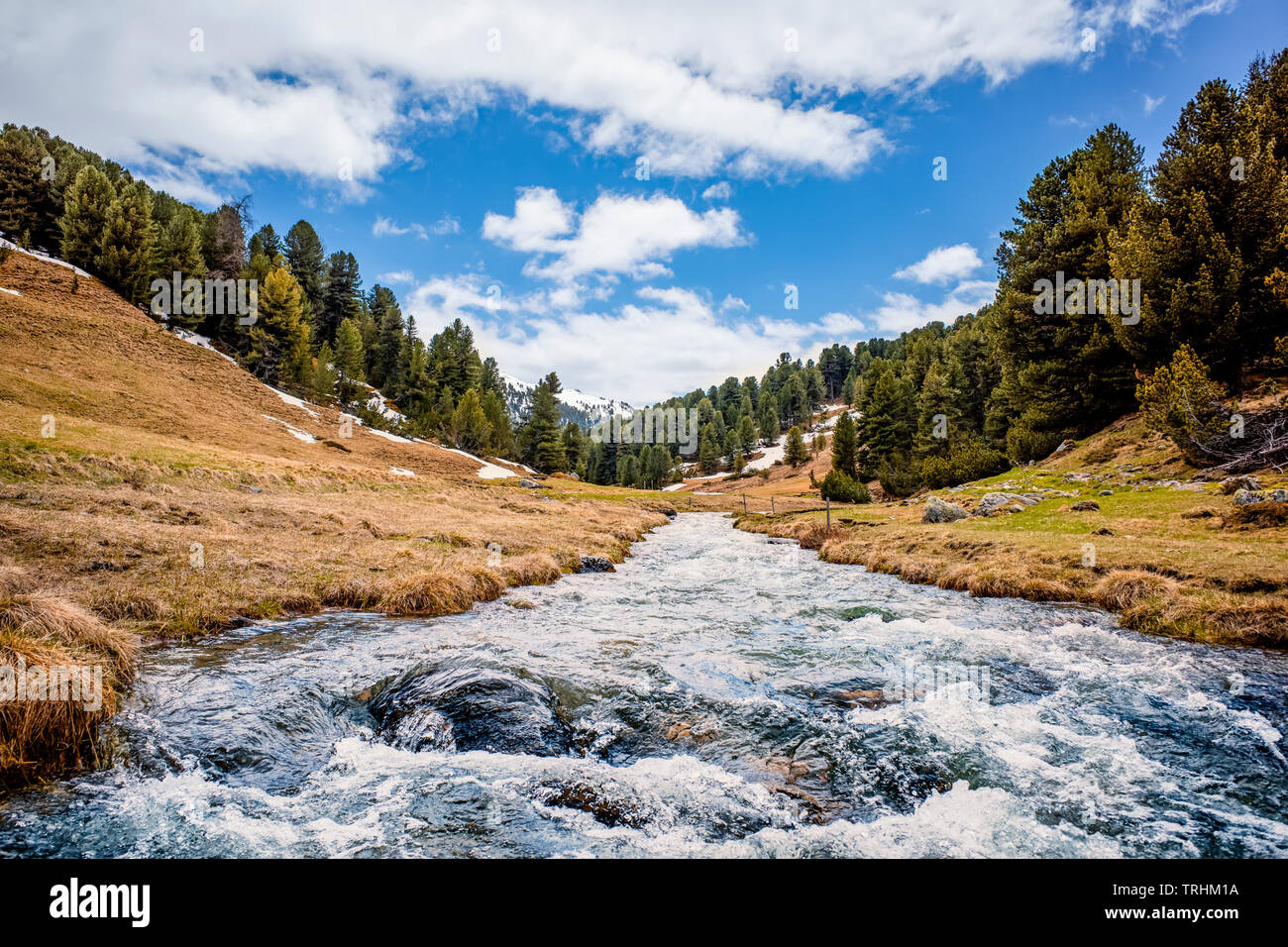 mountain landscape with river Stock Photo - Alamy