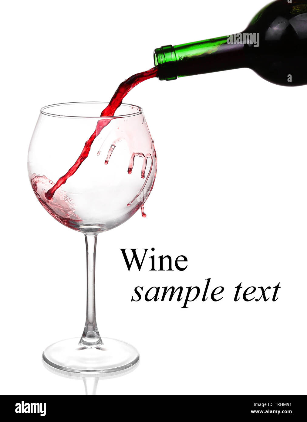 Red wine pouring on white background(with sample text Stock Photo - Alamy