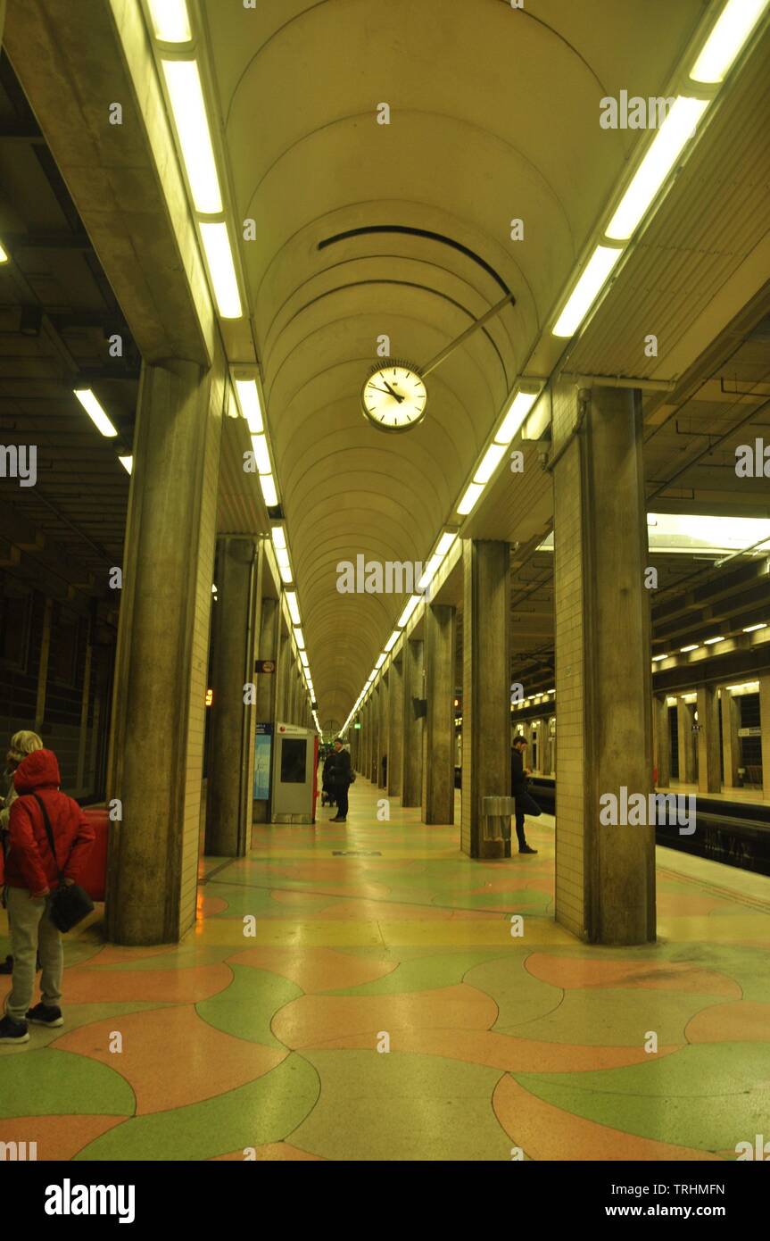 A lighted station under the ground Stock Photo - Alamy