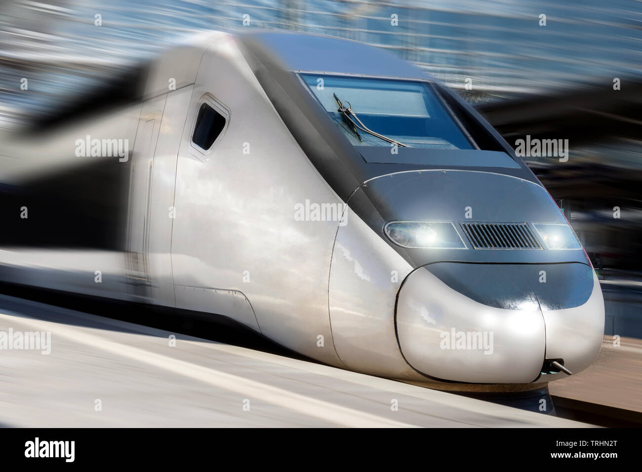 speeding modern train composing Stock Photo - Alamy