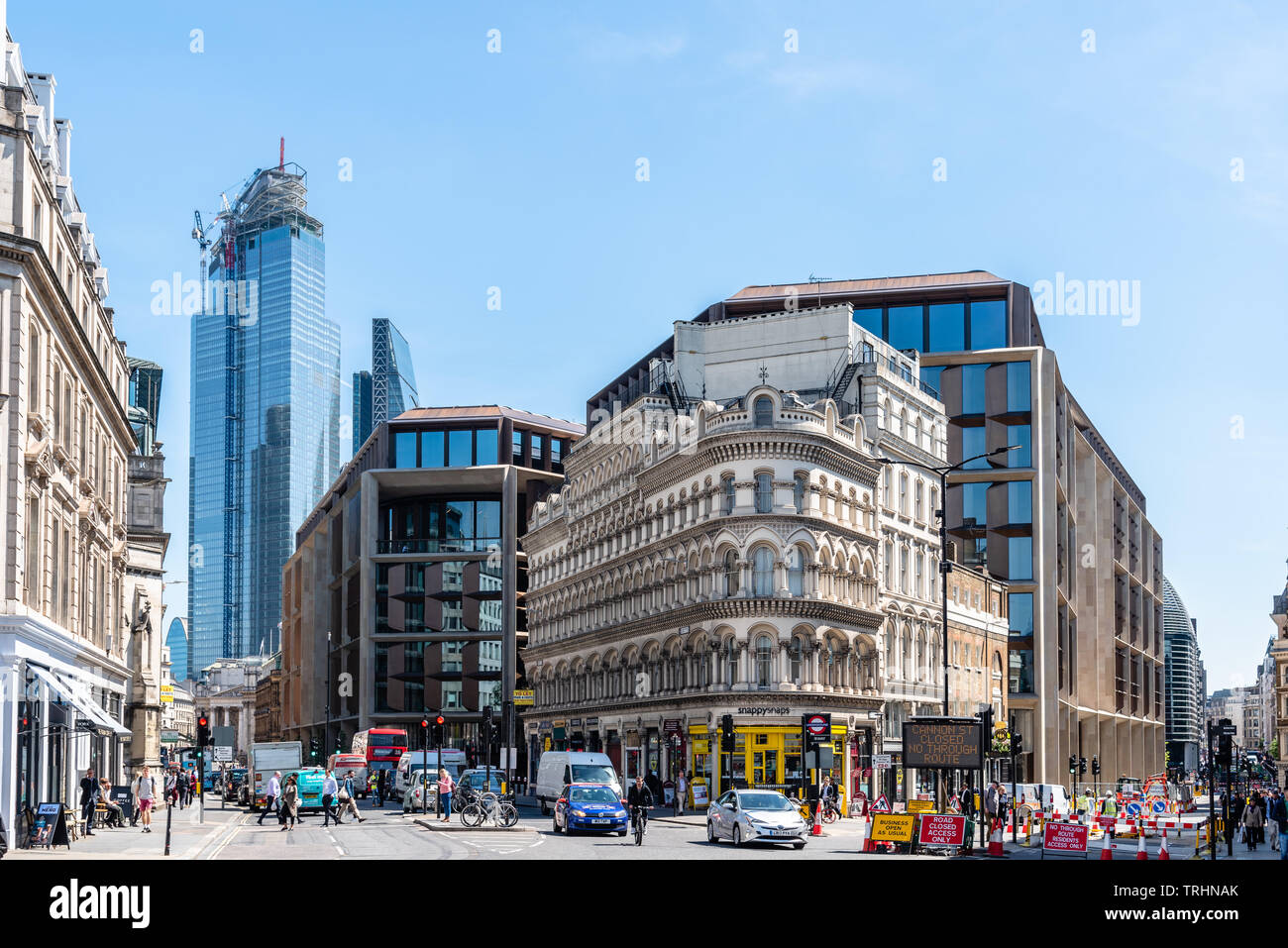 London, UK - May 14, 2019: Street scene in the financial district in ...