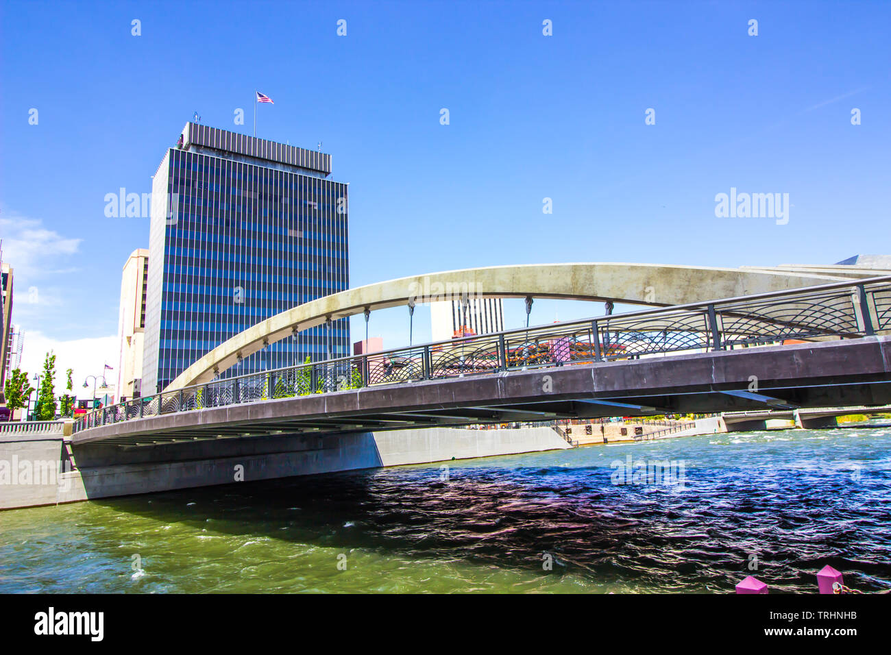 Traffic Bridge Over Truckee River Into Downtown Reno Stock Photo - Alamy