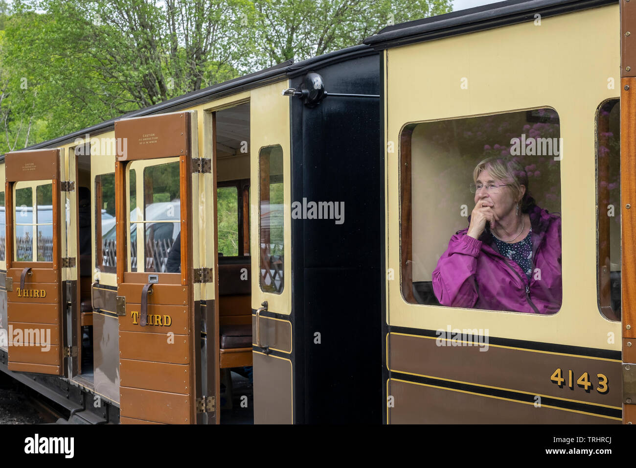 Tourist,Third Class carriages on platform at Devil's Bridge Station ...