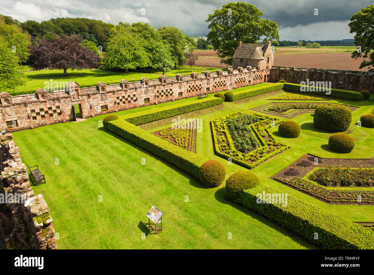Edzell Castle, Angus, Scotland. The elaborate walled garden was created ...