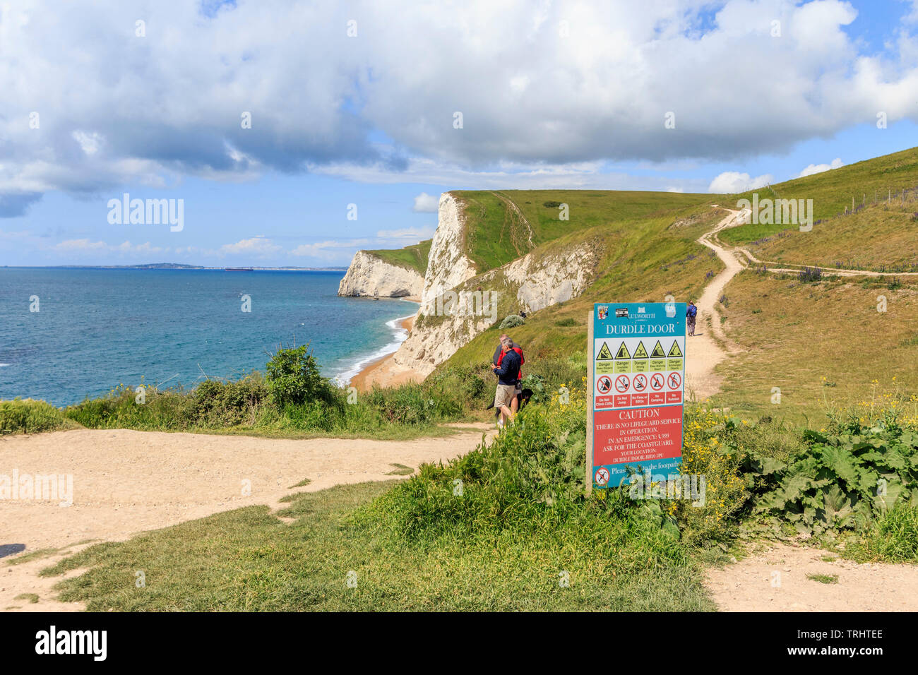 hazard information sign dangers of cliff walking and cliff falls,durdle ...