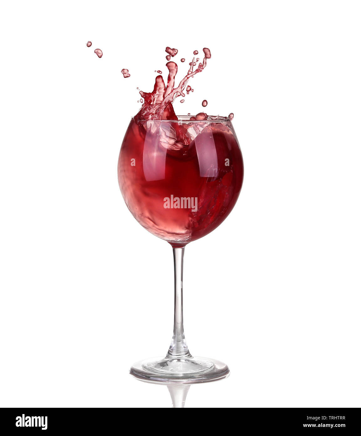 Wine collection - Splashing red wine in a glass. Isolated on white ...