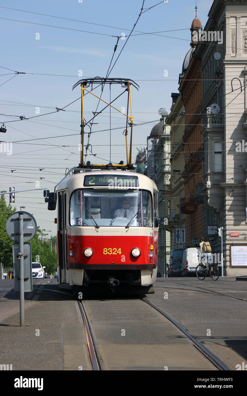 Historical tram Tatra T3 in Prague, Czech Republic Stock Photo - Alamy