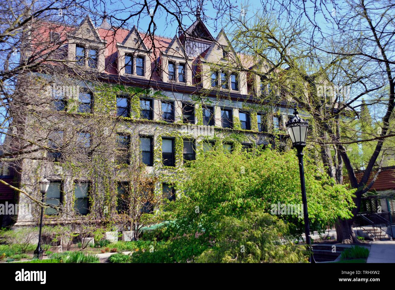 Chicago, Illinois, USA. The serene campus of the University of Chicago ...