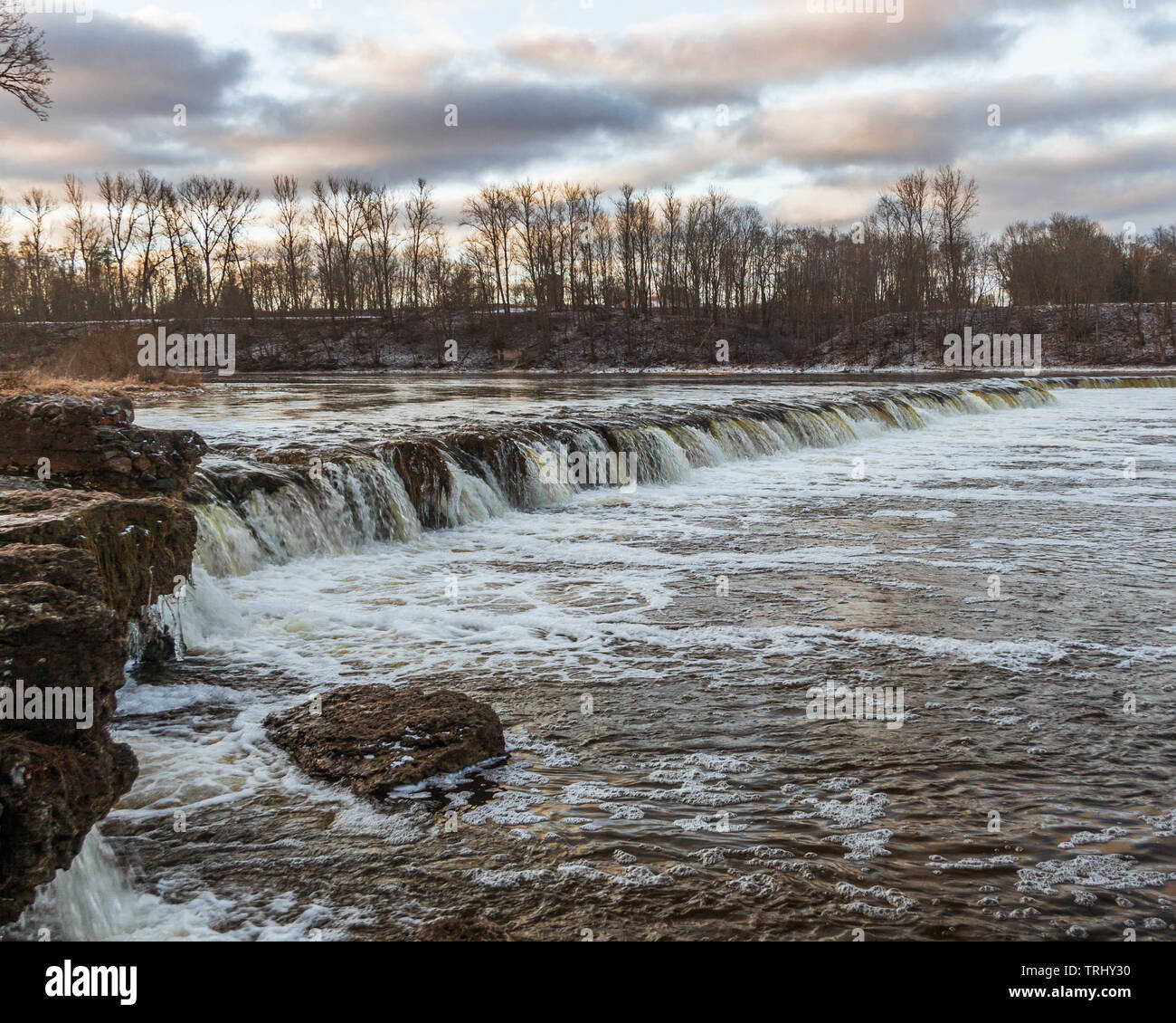 Venta rapid in early spring during sunrise Stock Photo - Alamy