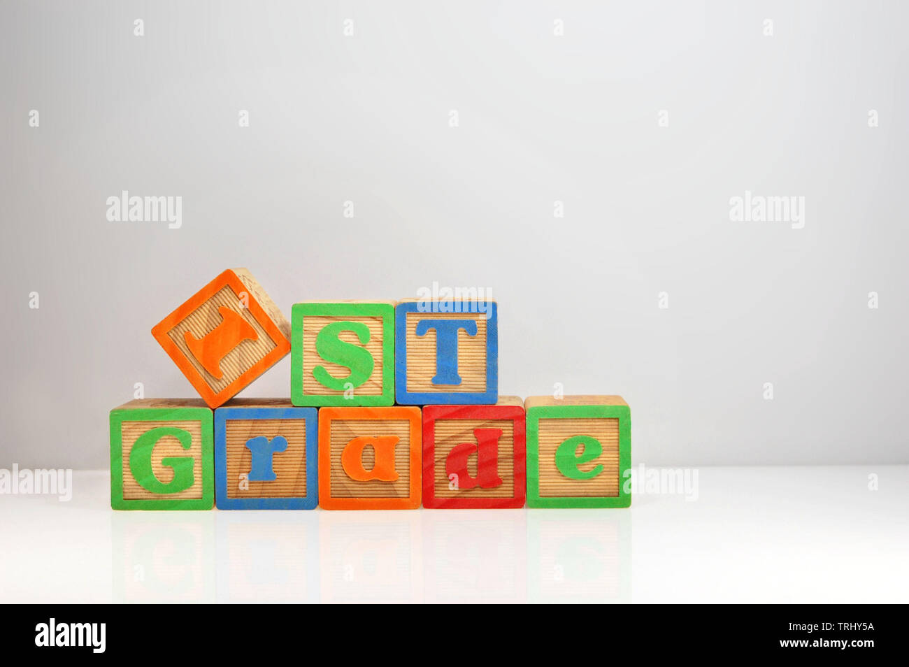 1st Grade spelled out with ABC blocks Stock Photo - Alamy