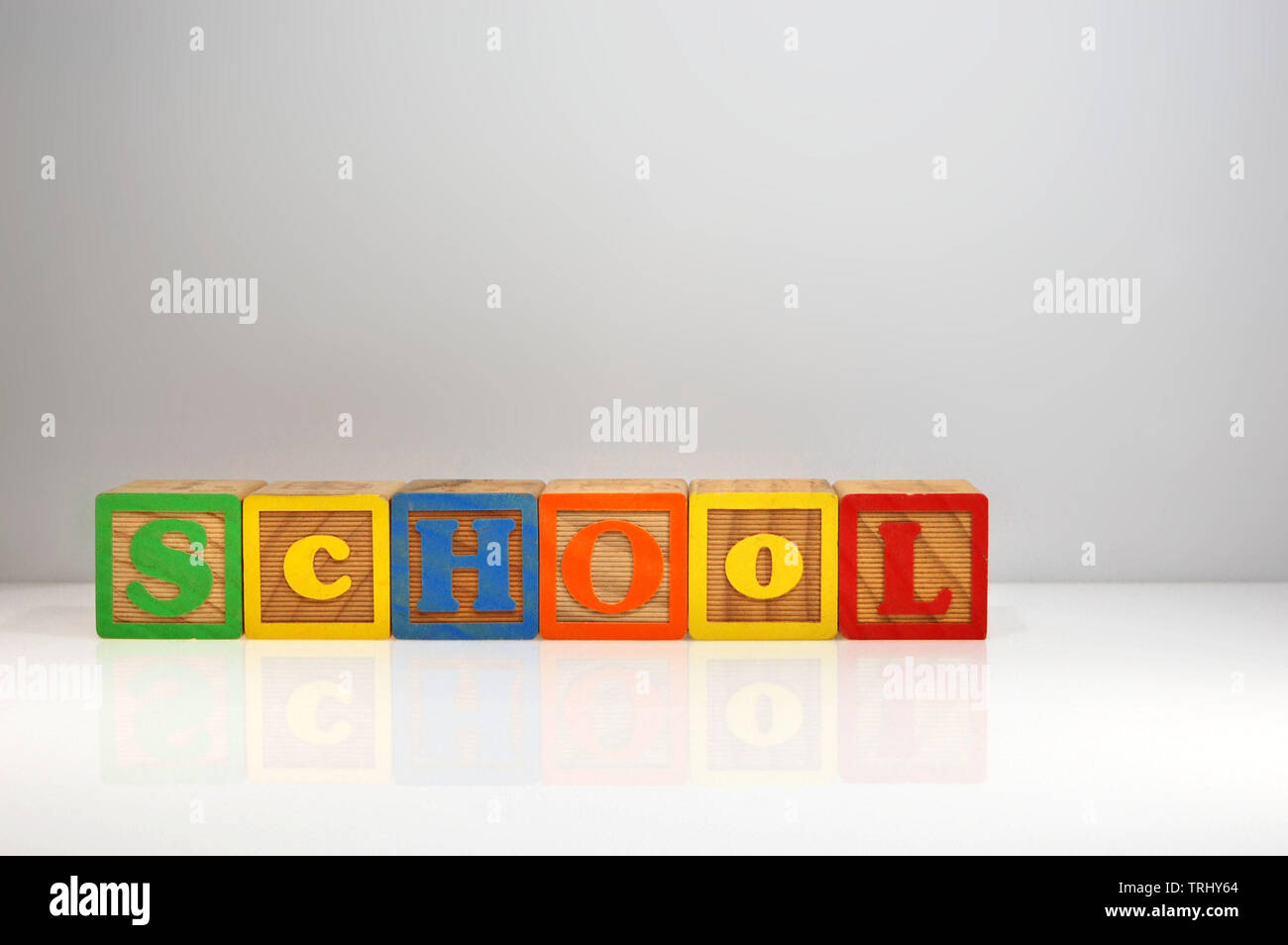 School spelled out with ABC blocks Stock Photo - Alamy