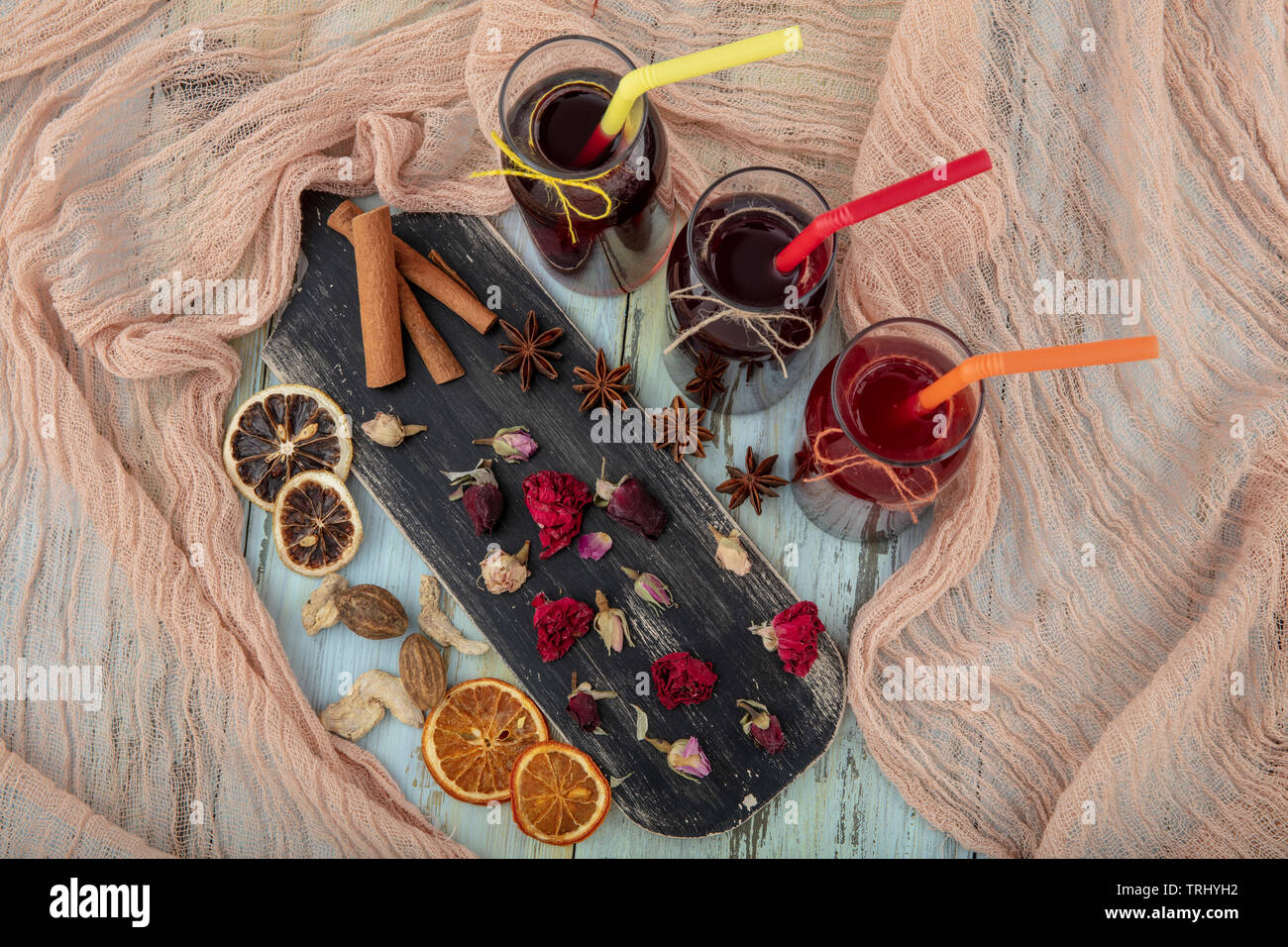 Ramadan drinks. Turkish Sherbet, raspberry, cherry and rose sweet,cold ...