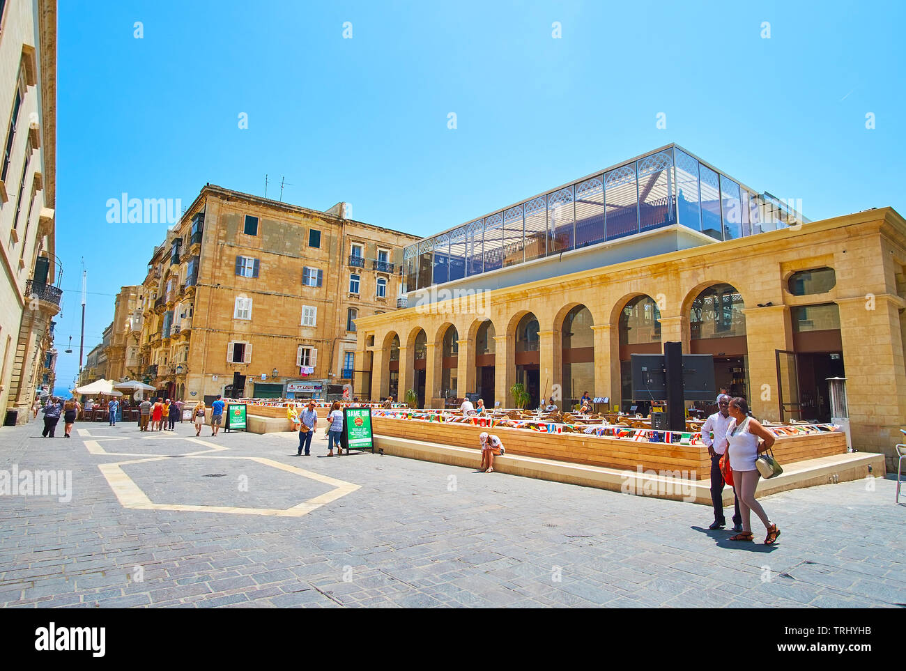 VALLETTA, MALTA - JUNE 19, 2018: The stone building of the Food Market ...