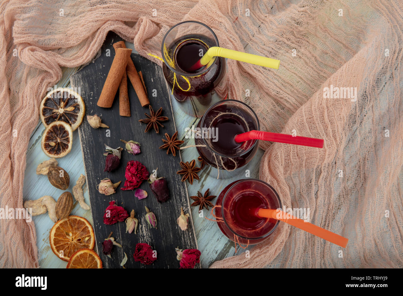 Ramadan drinks. Turkish Sherbet, raspberry, cherry and rose sweet,cold ...