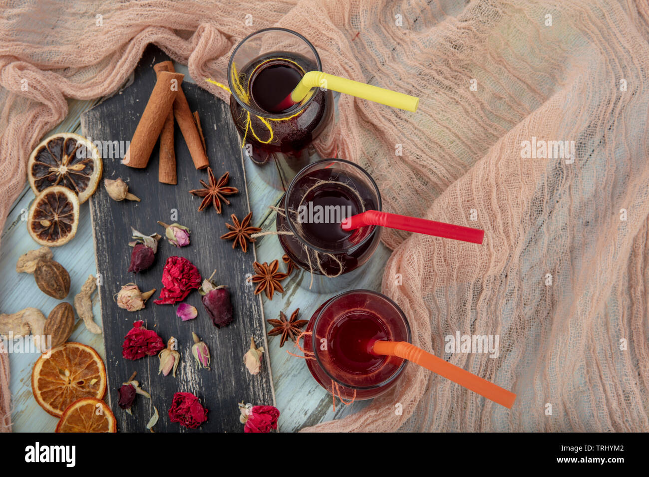 Ramadan drinks. Turkish Sherbet, raspberry, cherry and rose sweet,cold ...