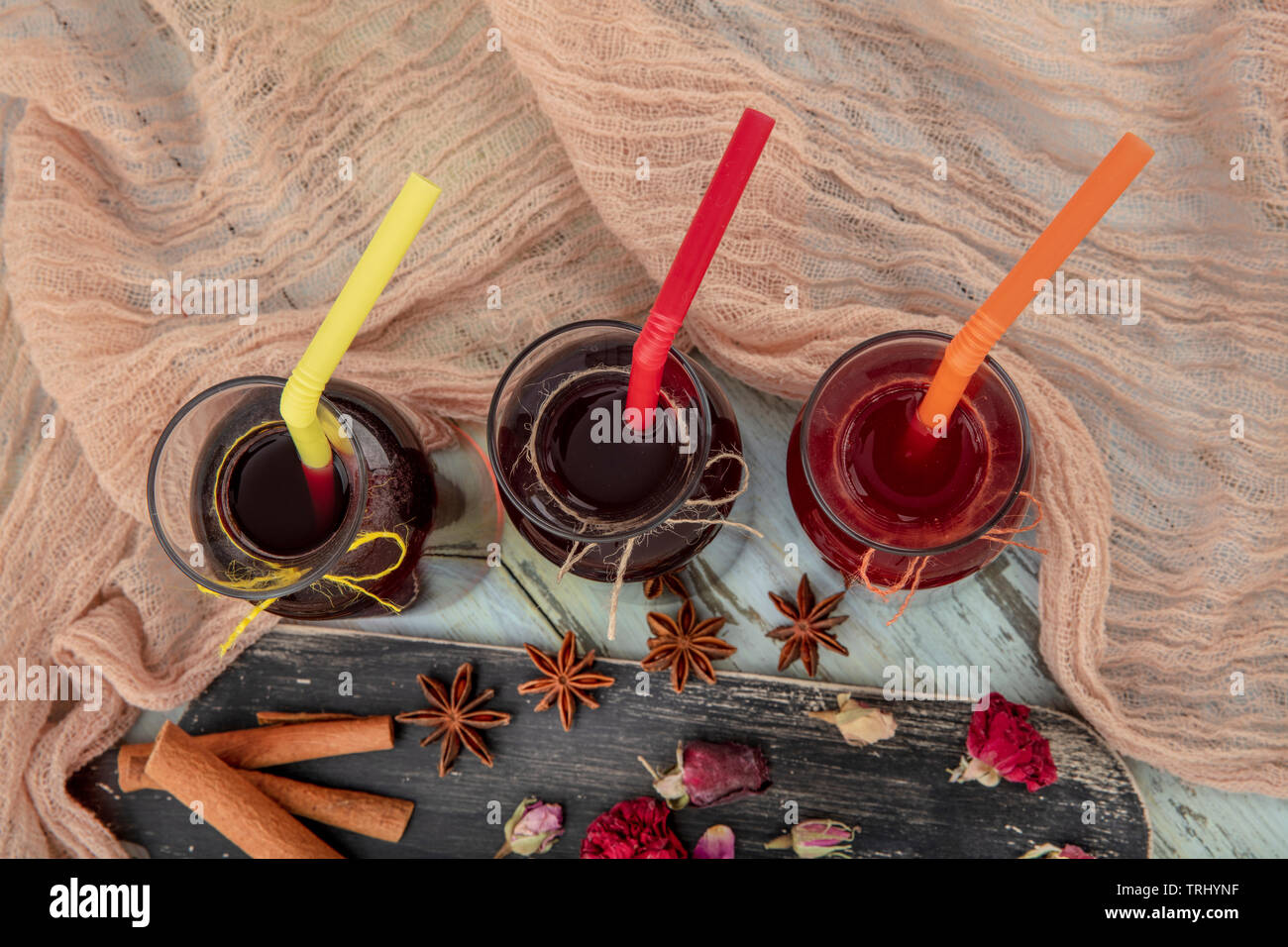 Ramadan drinks. Turkish Sherbet, raspberry, cherry and rose sweet,cold ...