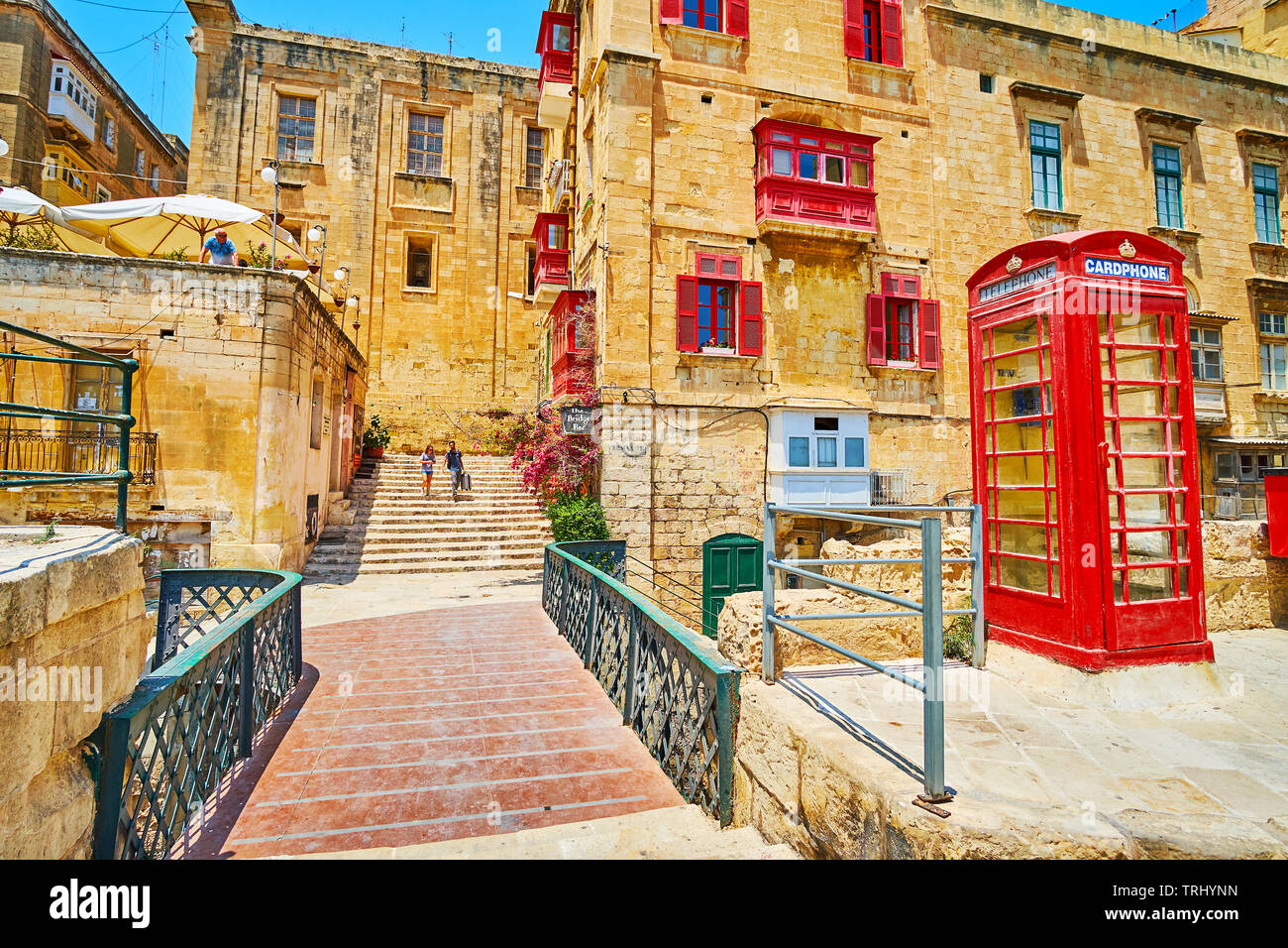 VALLETTA, MALTA - JUNE 19, 2018: The vintage British red telephone box ...