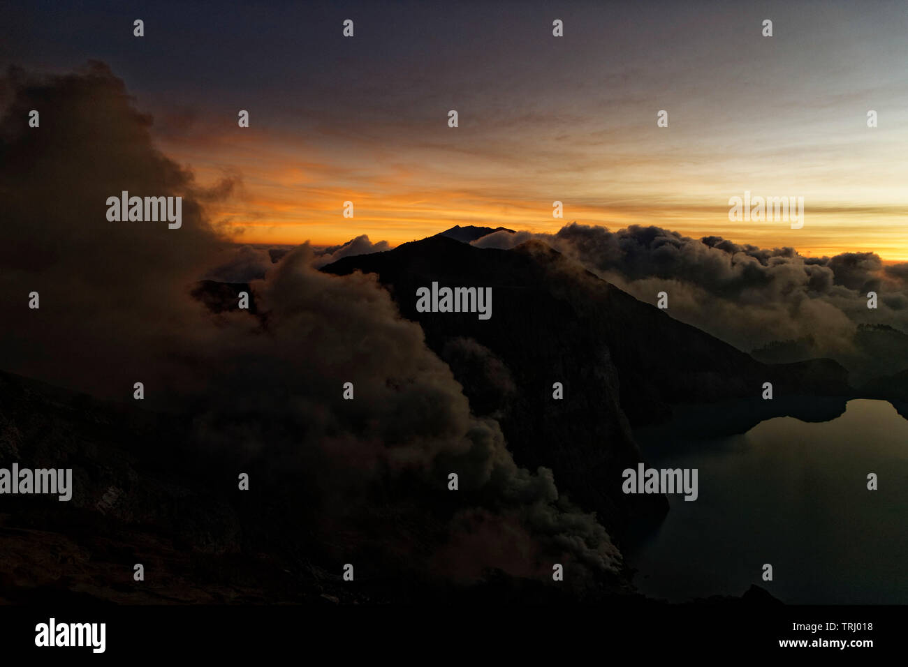 Kawah Ijen, Java island, Indonesia. 11th May, 2019. Panoramic view of Kawah Ijen volcano at ...