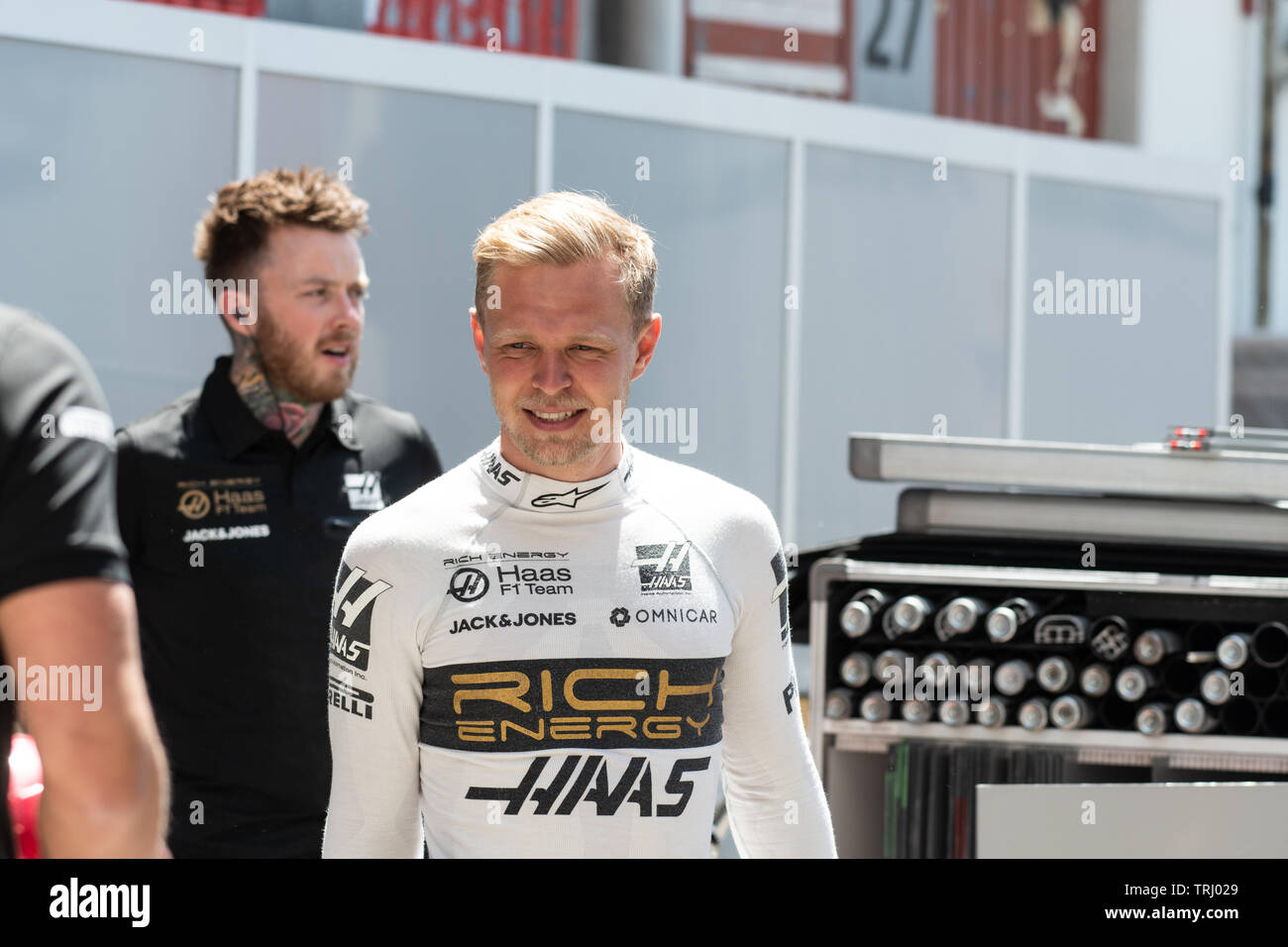 Barcelona, Spain. Feb 15th, 2019 - Kevin Magnussen of Denmark driving ...