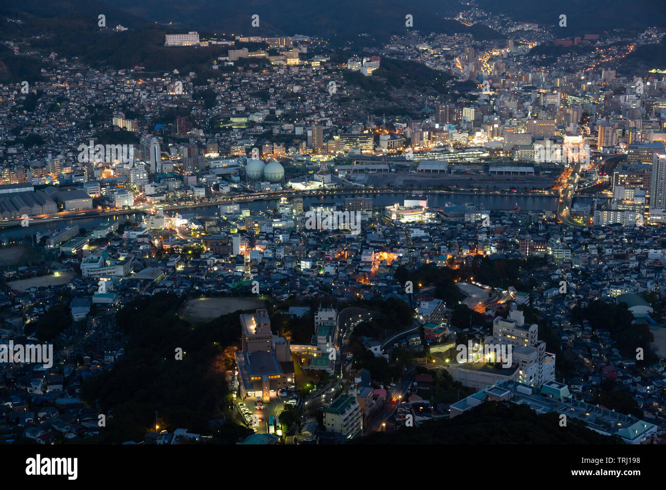 View of Nagasaki at dusk from Mount Inasa, Japan Stock Photo - Alamy