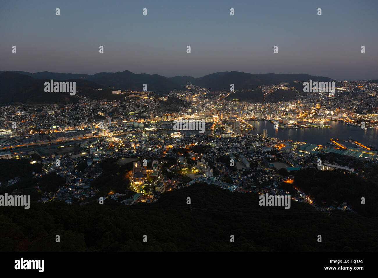 View of Nagasaki at night from Mount Inasa, Japan Stock Photo - Alamy